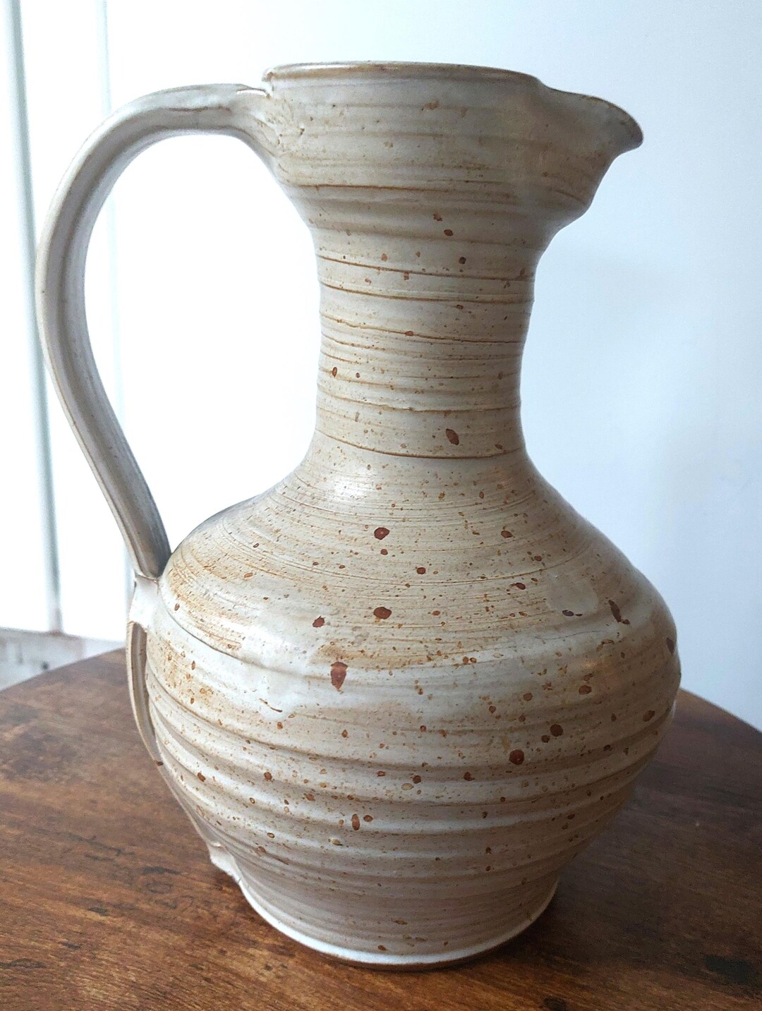 Mid-century 70s Studio Art Pottery Elegant Tall Neck Jug Pitcher ...