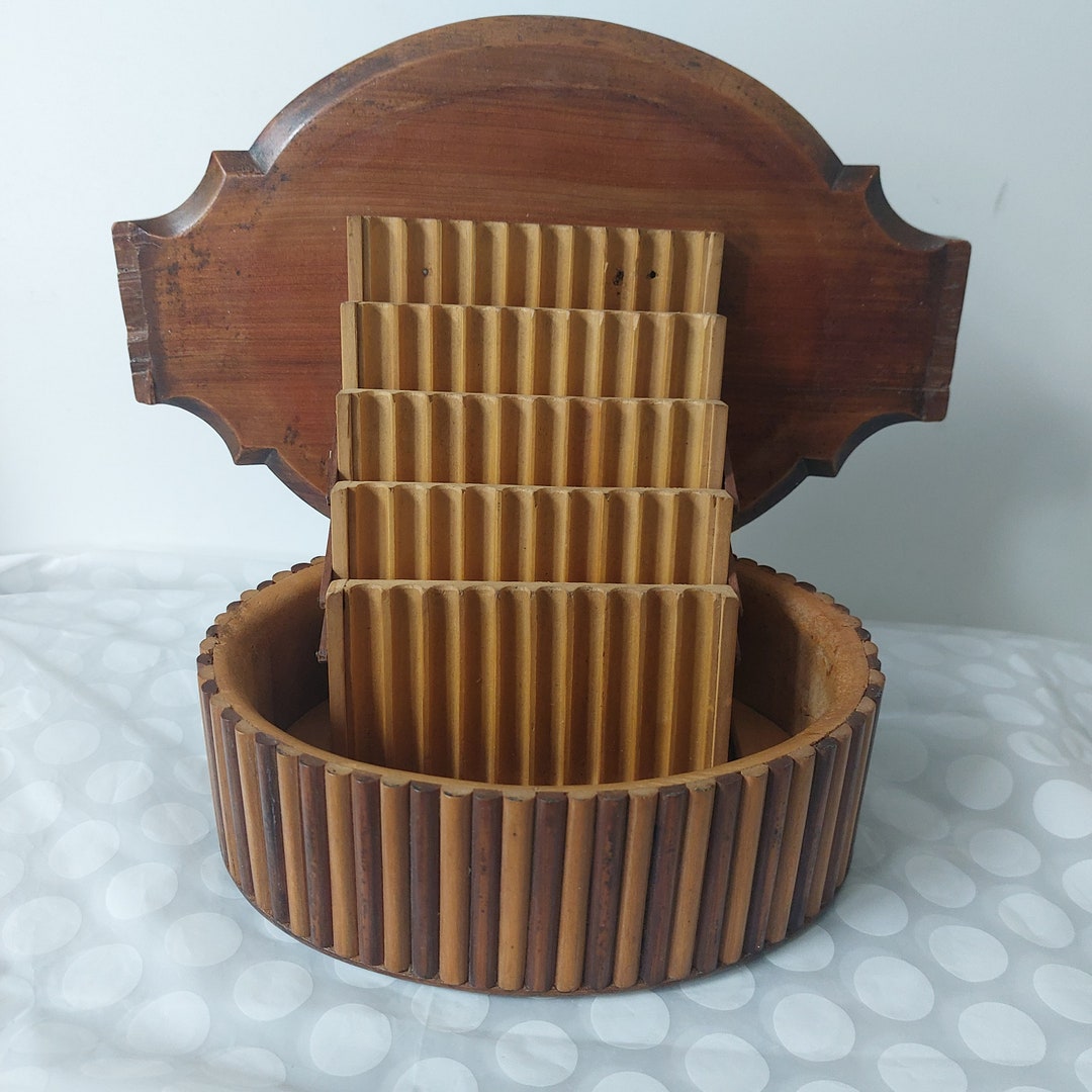 Vintage Carved Wooden Folding 4-tier Cigarette Storage Dispenser Box - Etsy