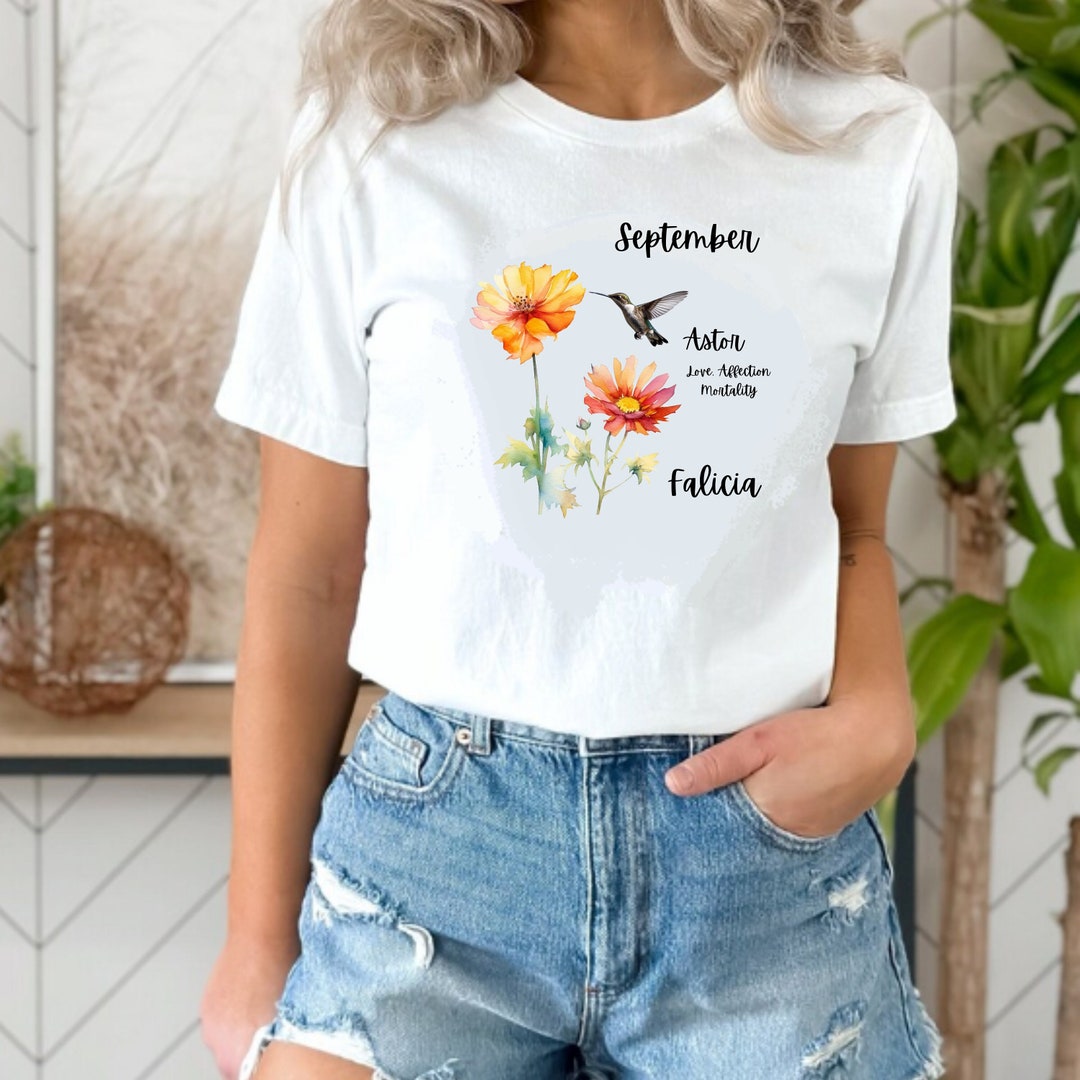Personalized Birth Flower T-shirt for September - Etsy