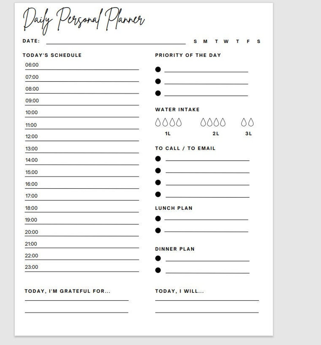 Simple & Minimal Printable Daily Personal Planner - Etsy