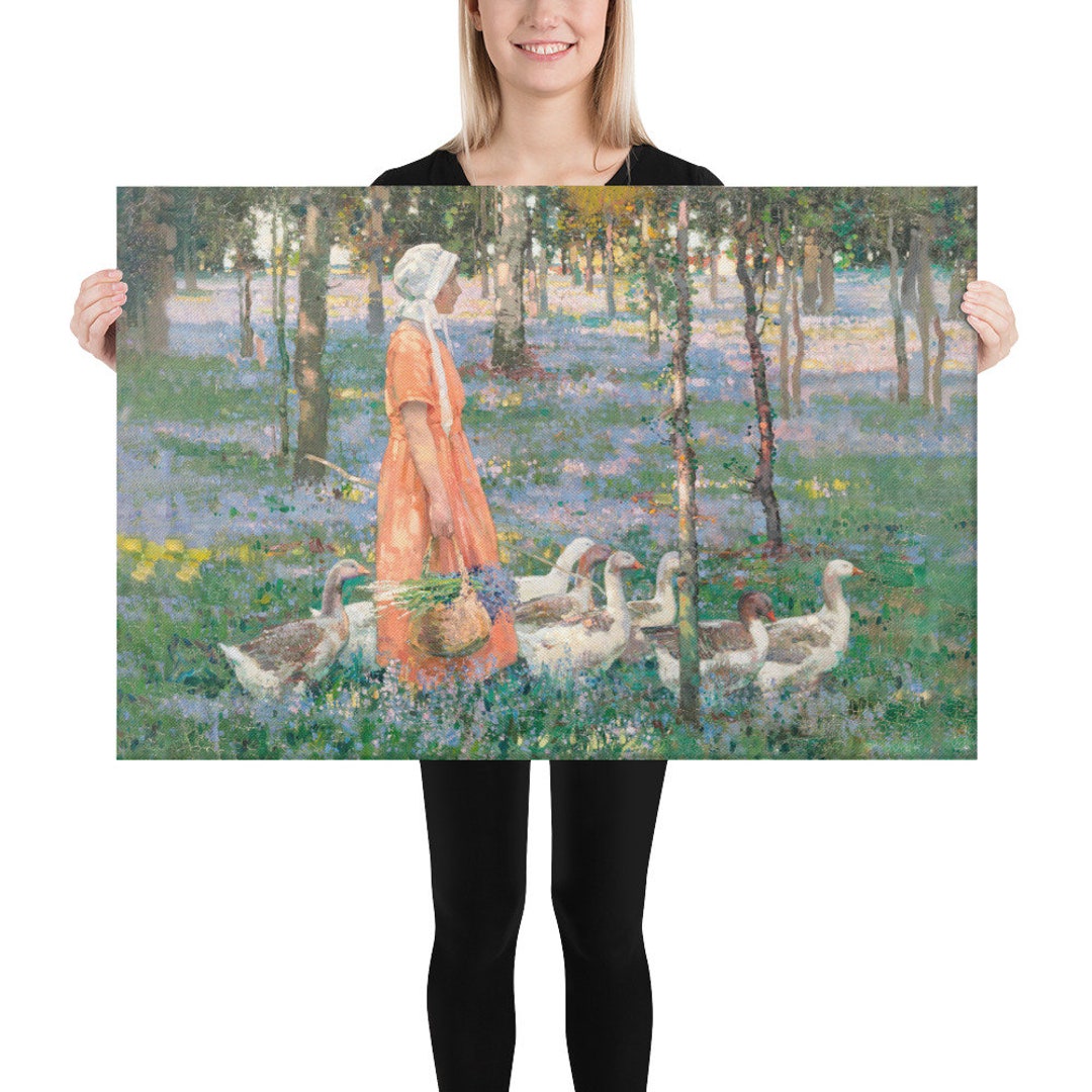 The Goose Girl by Stanley Royle, Print on Canvas, 24x36 Inches - Etsy