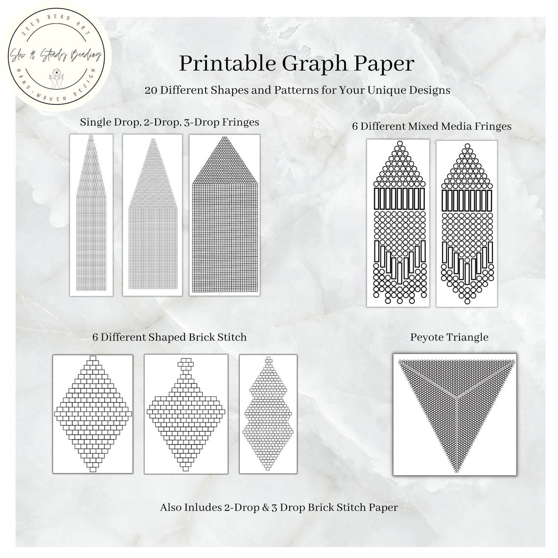 Beading Graph Paper _ Draw Your Designs _ Brick Stitch Paper _ Peyote ...