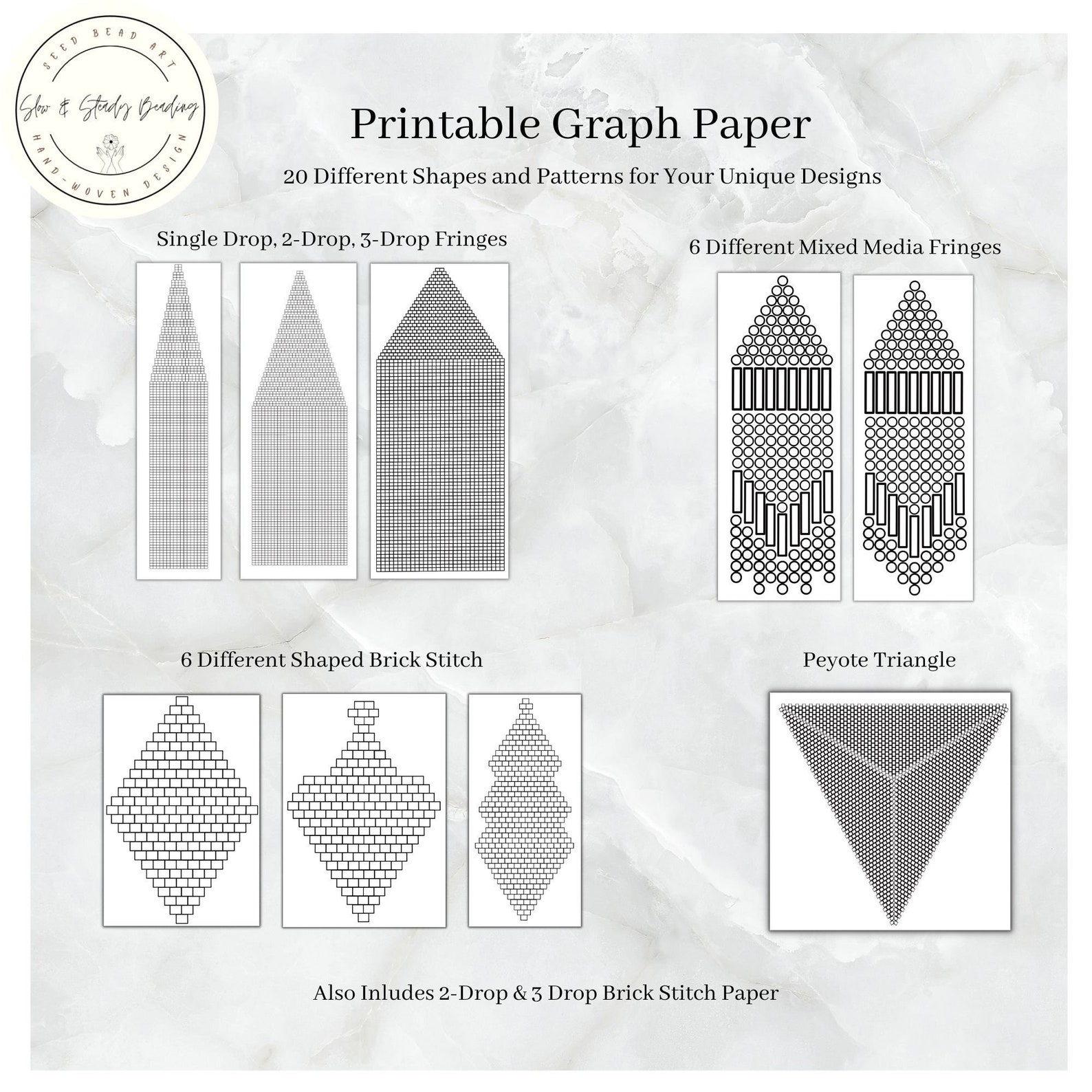Beading Graph Paper _ Draw Your Designs _ Brick Stitch Paper _ Peyote ...