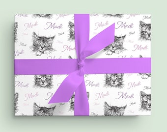 Kitty Cat Wrapping Paper Kitten Wrapping Paper, Cat Birthday, Cat Party ...