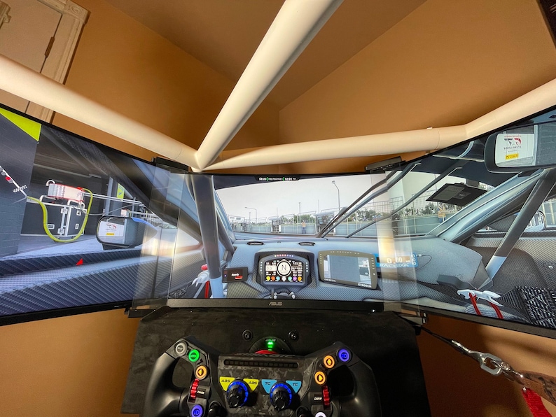 Immersive Modular Sim Racing Roll Cage Kit - Adjustable Monitor Frame ...