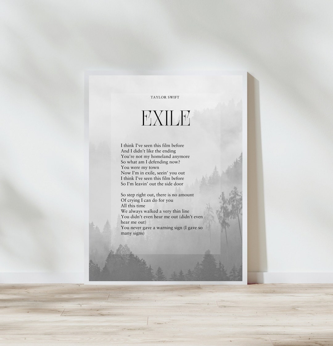 Taylor Swift Exile Print, Folklore Poster, Wall Art, Digital Download ...