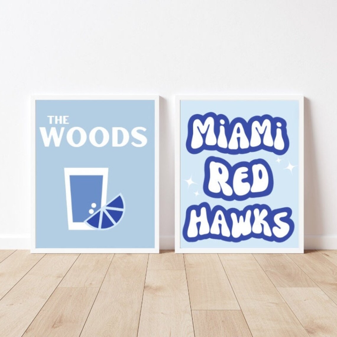Blue and Navy Miami University Print Set, Oxford Gallery Art, Aesthetic ...