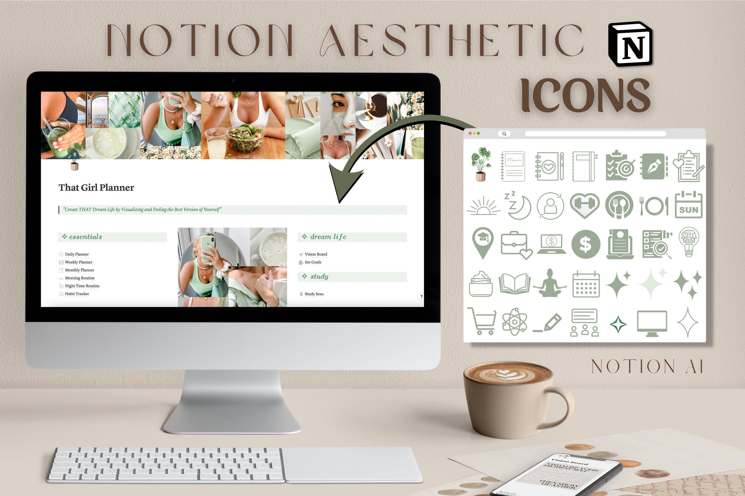 PLR Notion Template 2024 Aesthetic Planner, Daily Notion Planner ...