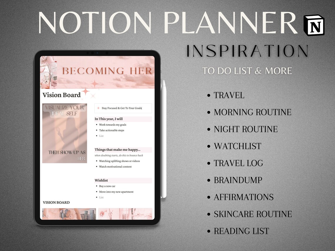 PLR Notion Template 2024 Aesthetic Planner Daily Notion - Etsy