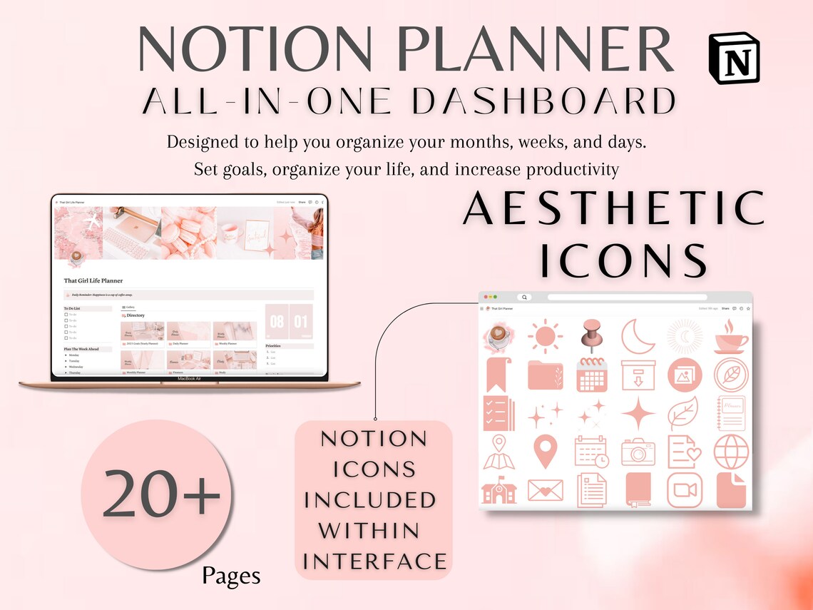 PLR Notion Template 2024 Aesthetic Planner Daily Notion - Etsy