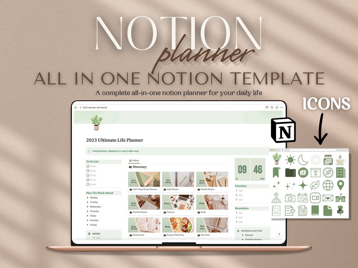 PLR Notion Template 2024 Aesthetic Planner, Daily Notion Planner, Notion Life Template, Digital ...