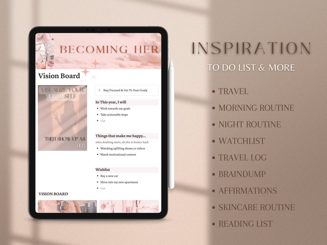 PLR That Girl Notion Template, 2024 Aesthetic Planner, All in One ...