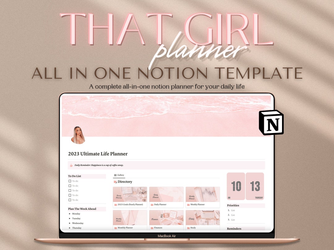 PLR That Girl Notion Template 2024 Aesthetic Planner All in - Etsy