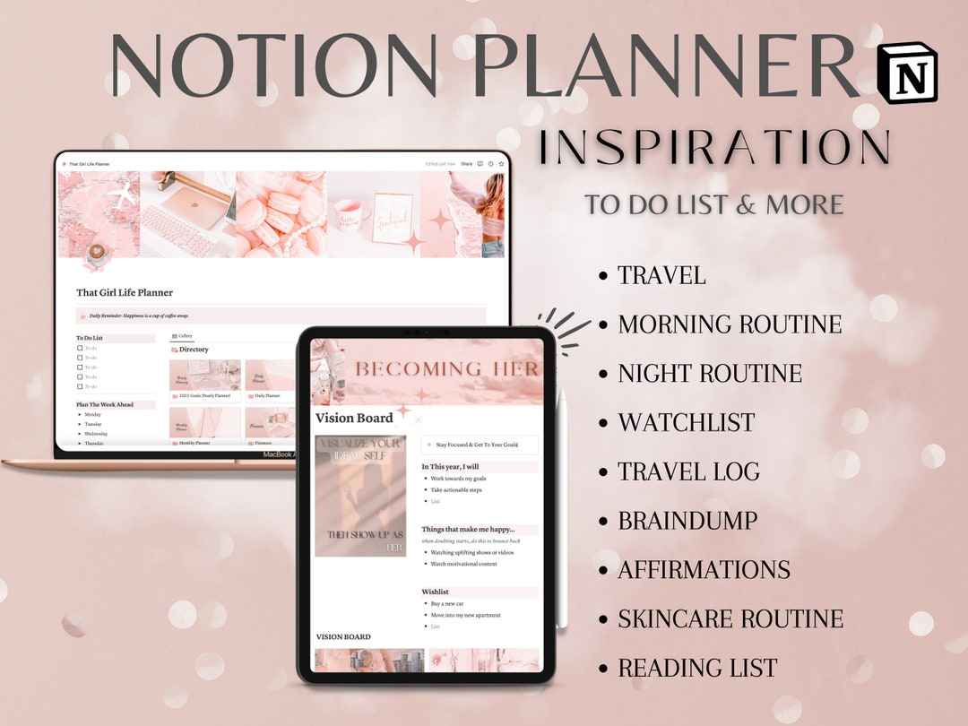 That Girl Notion Template 2023 Personal Planner Notion - Etsy