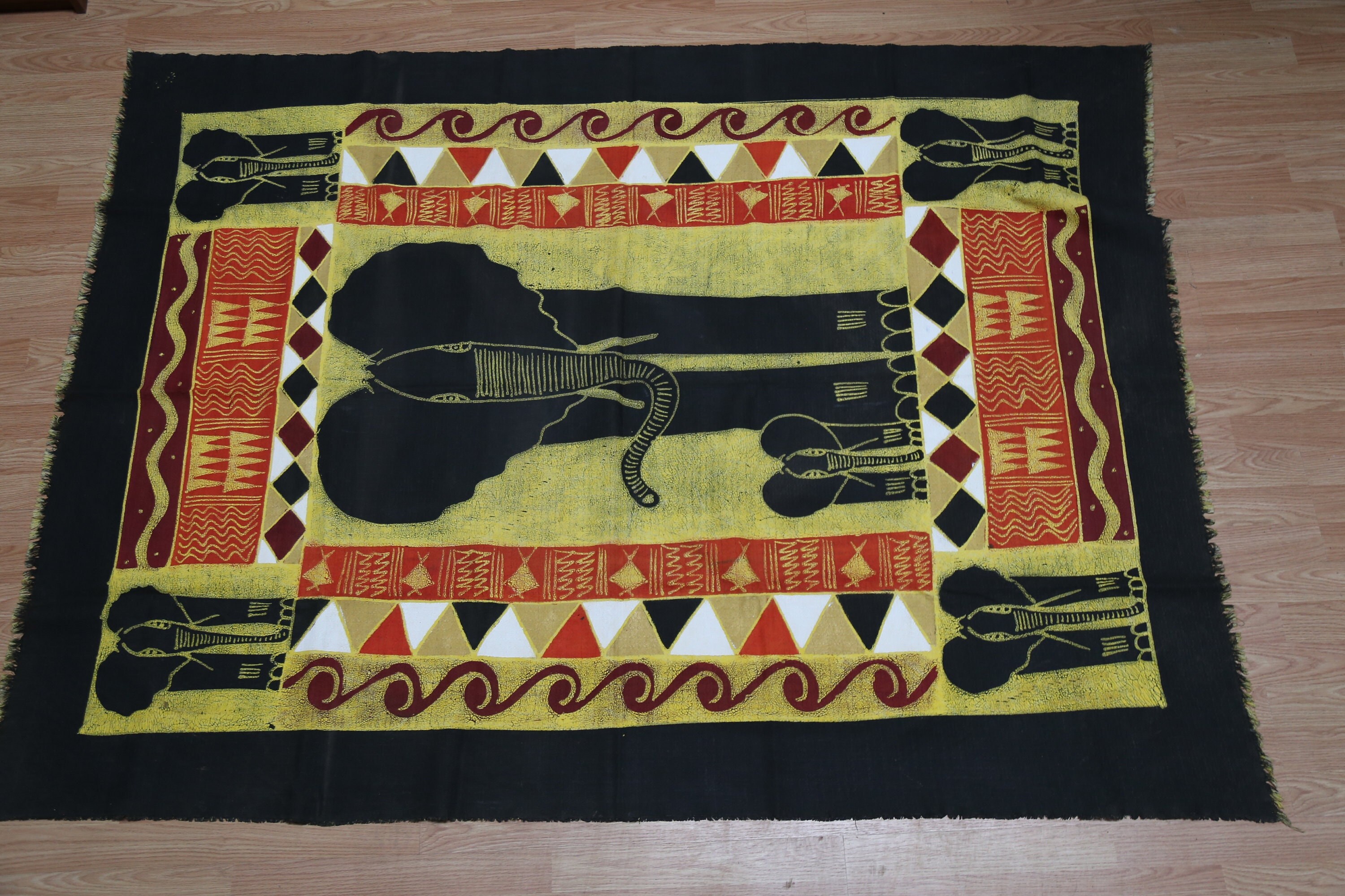 African Art Tapestry From Tanzania 5x7 Feetelephant - Etsy
