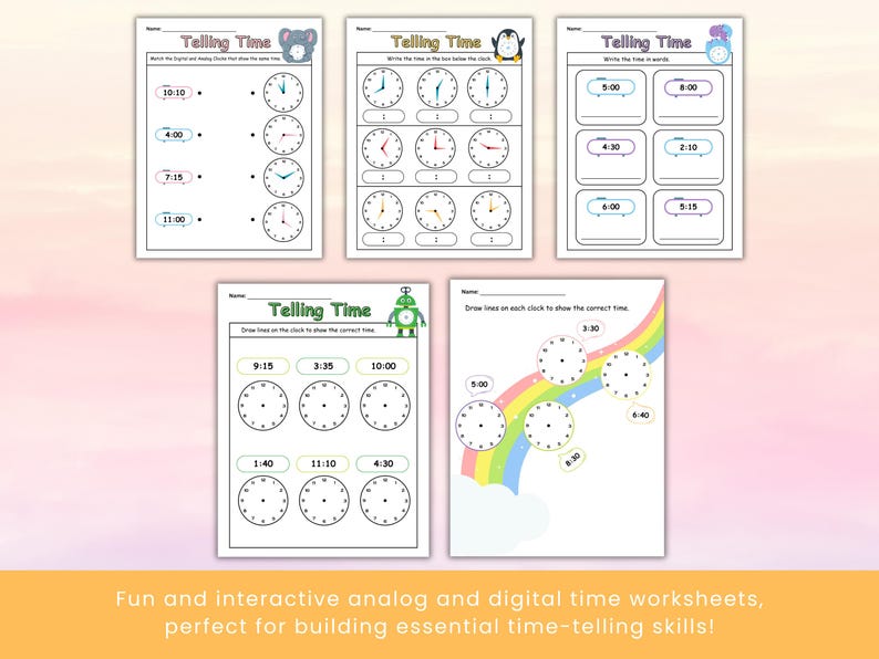 Telling Time Worksheet Learn to Tell Time Worksheet Preschool Printable ...