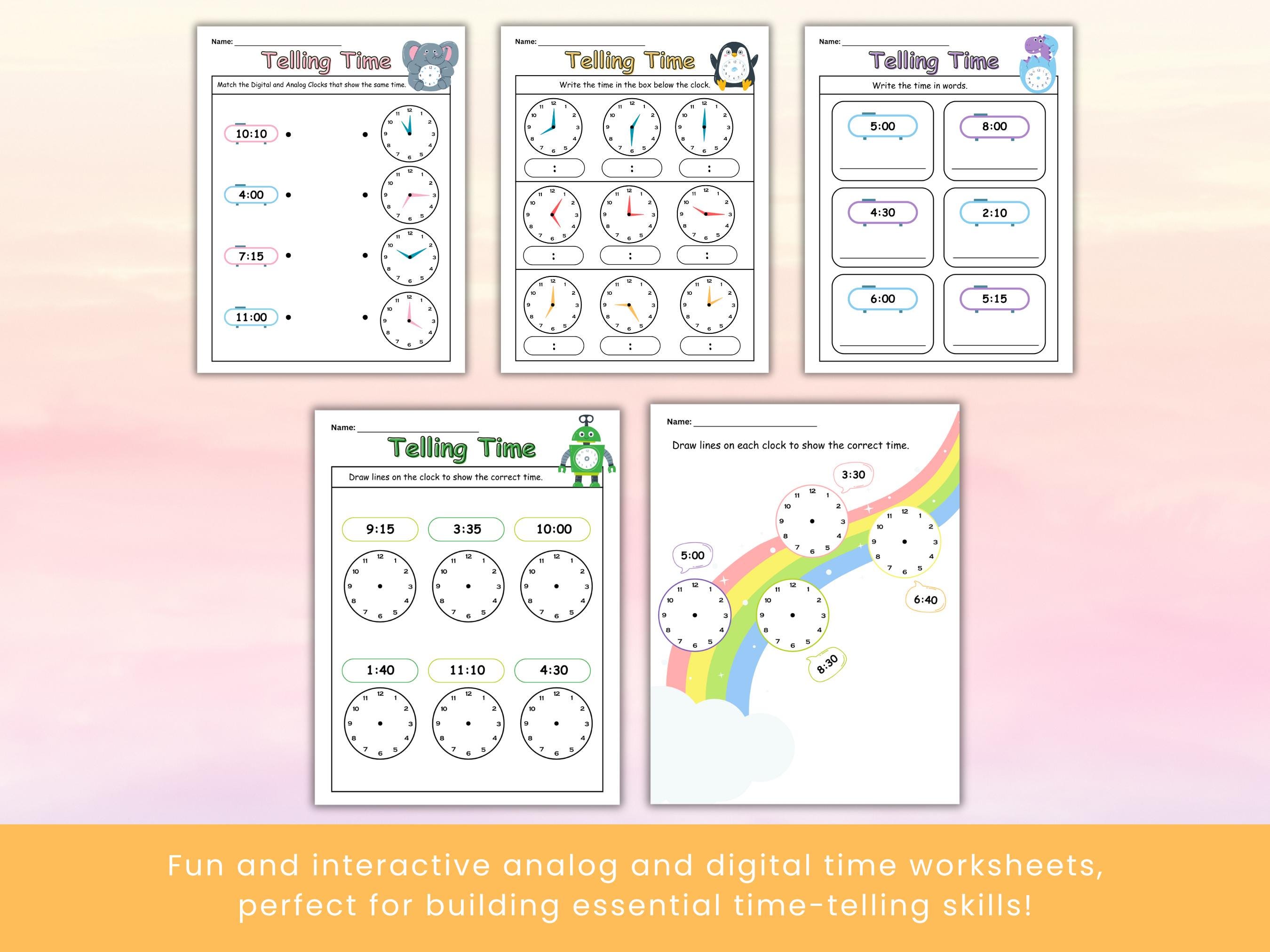 Telling Time Worksheet Learn to Tell Time Worksheet Preschool Printable ...