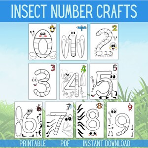 Insects Number Crafts Kids Coloring Pages Coloring Book DIY Crafts - Etsy