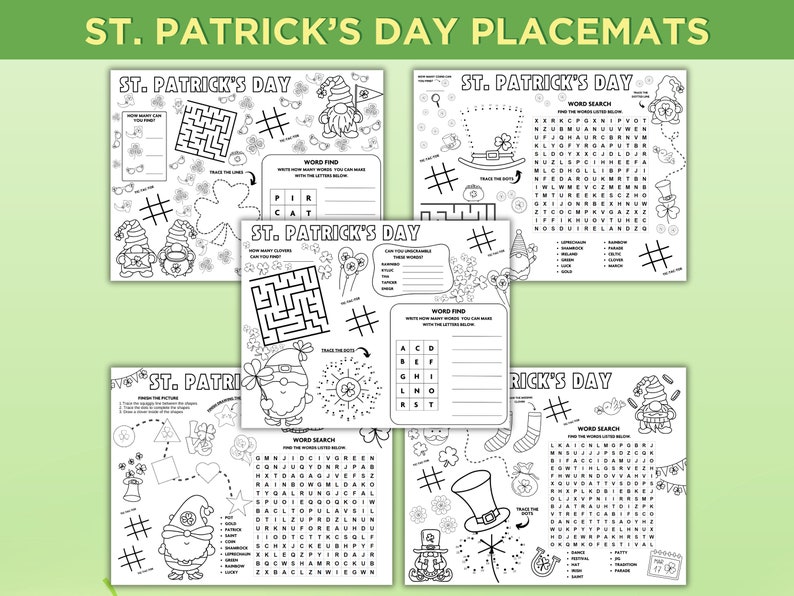 Printable St. Patrick's Activity Placemats Coloring Placemats St Patty ...