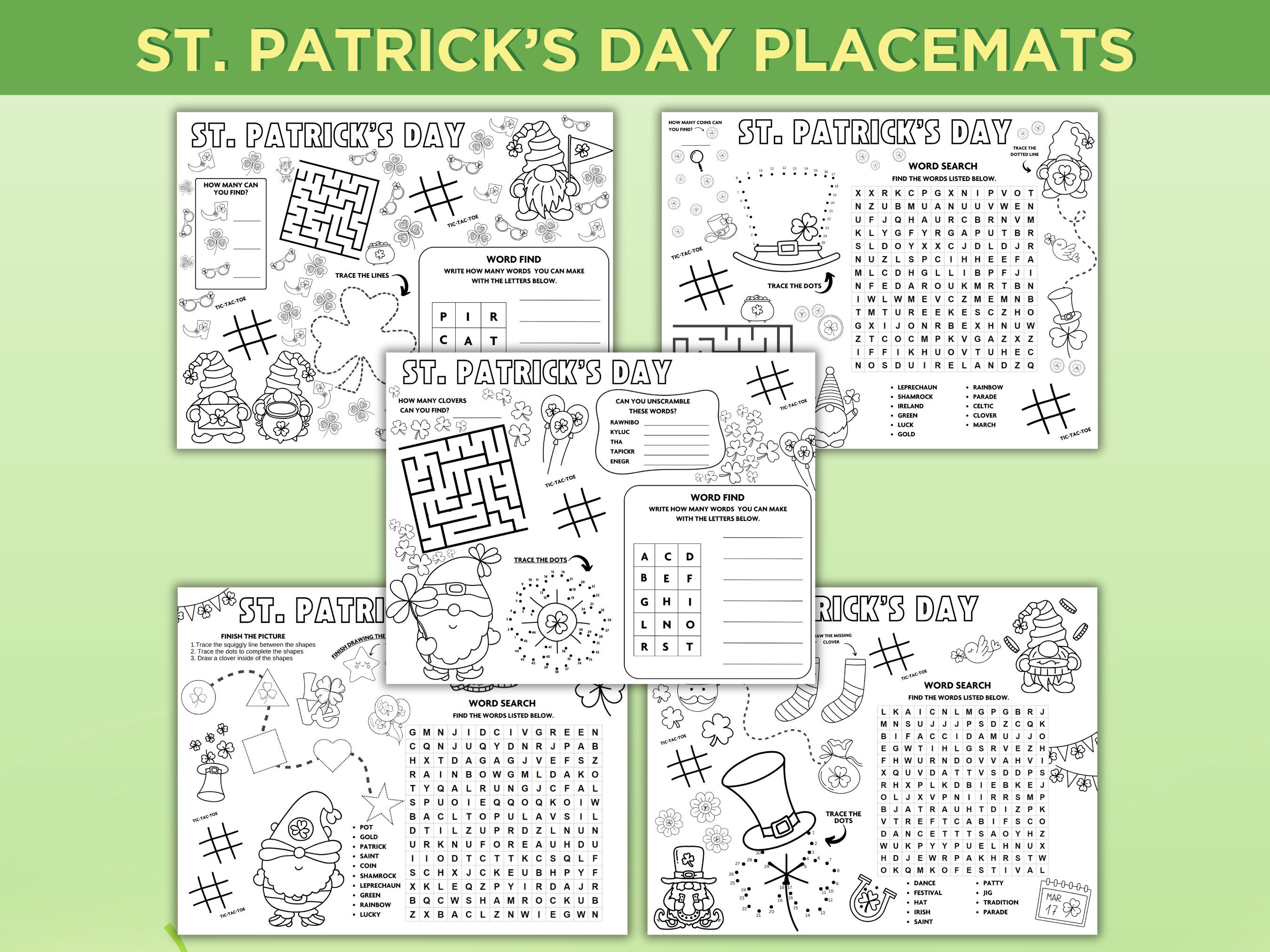 Printable St. Patrick's Activity Placemats Coloring Placemats St Patty ...