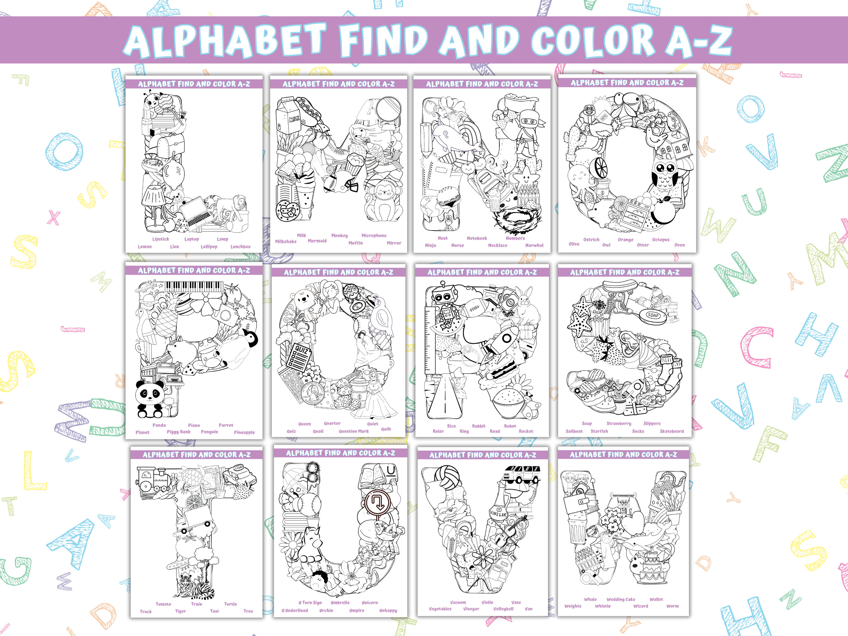 Fun ABC Alphabet Coloring Pages for Kids - Printable Activity Pack ...