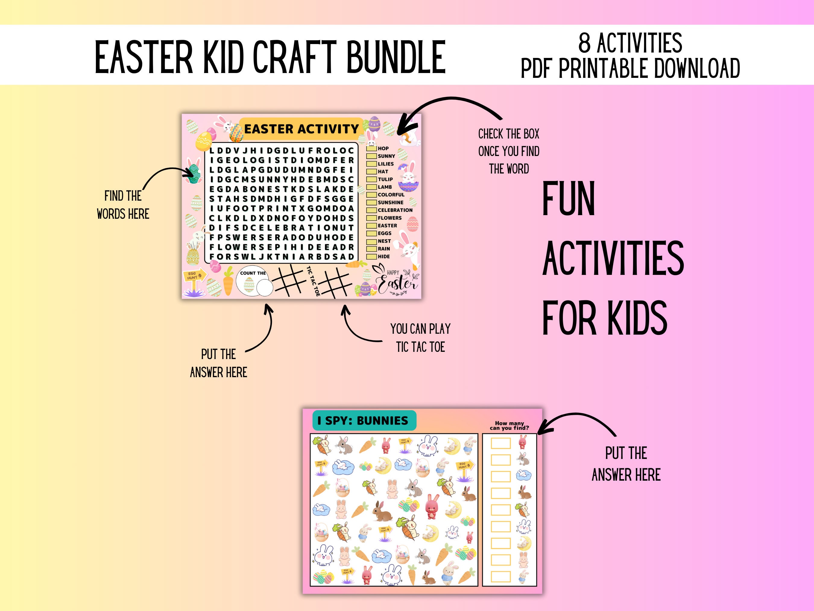 Easter Kid Craft Bundle Color by Number Easter Paper Crown Coloring ...