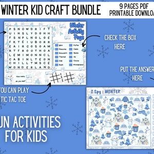 Winter Kid Craft Bundle Kids Coloring Pages Kids Activity Pages Color ...