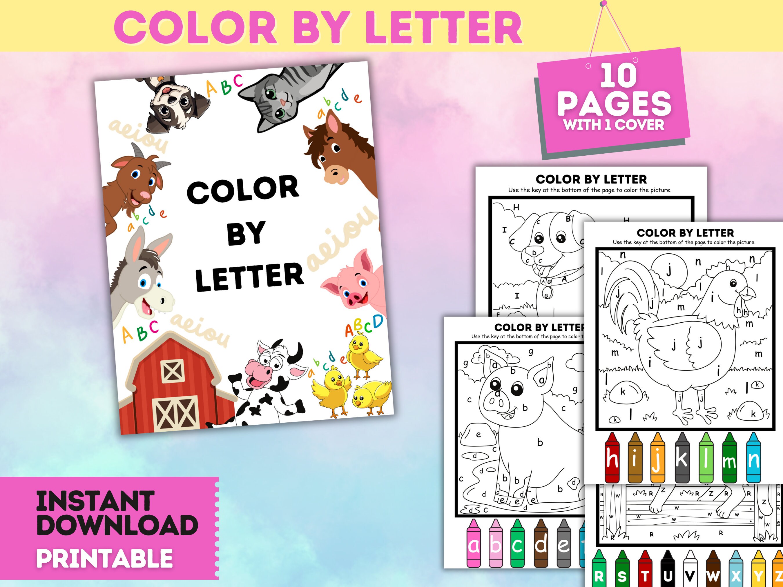 Color by Letter Animal Coloring Pages Color Pages Kids Color by Letter ...