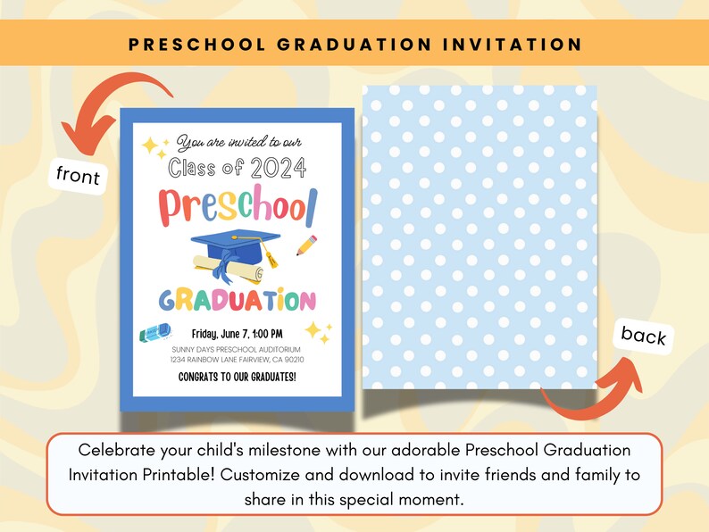 Preschool Graduation Bundle Graduation Invitation Graduation Diploma ...