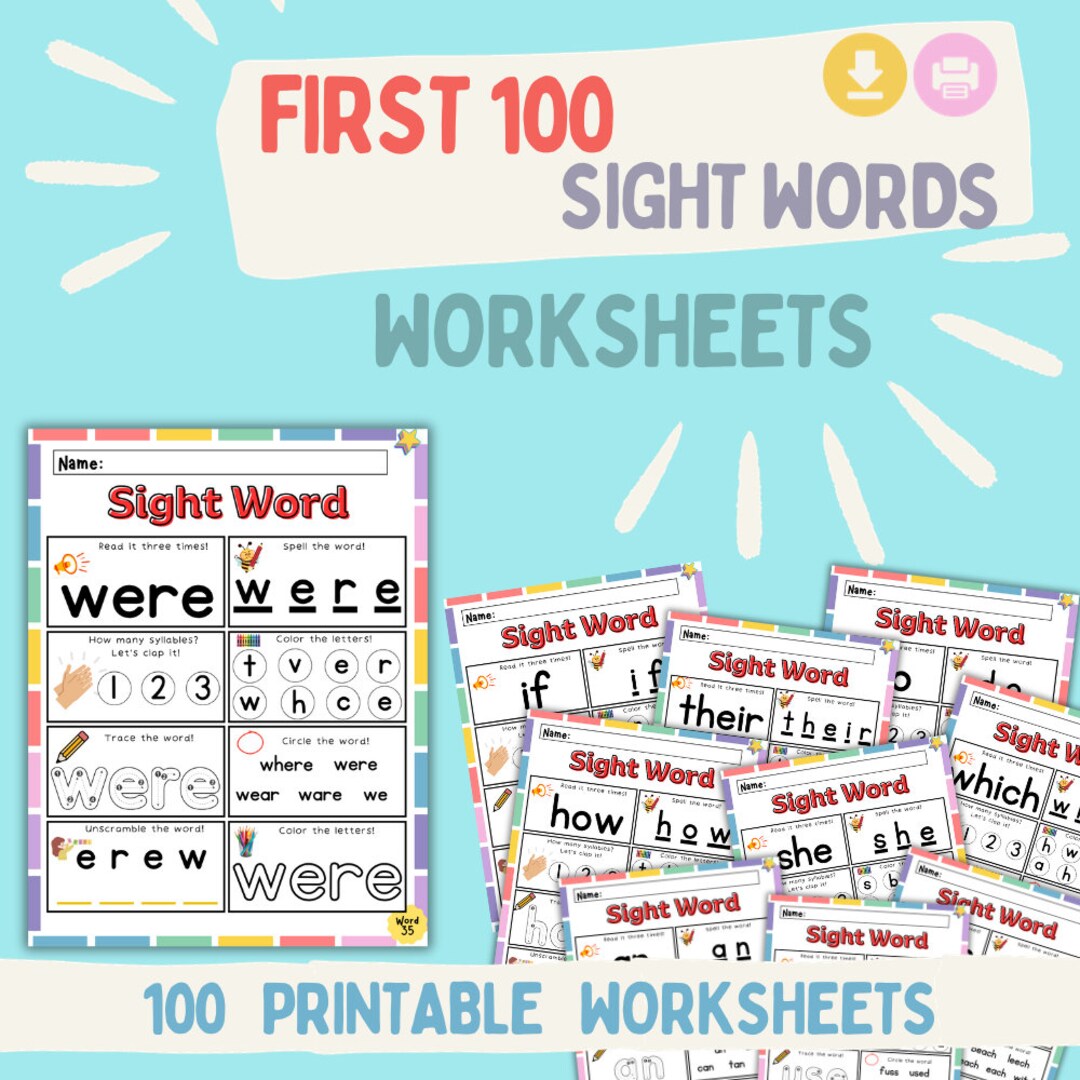 Educational Sight Word Pack: Develop Reading Skills With Fry 100 Sight ...
