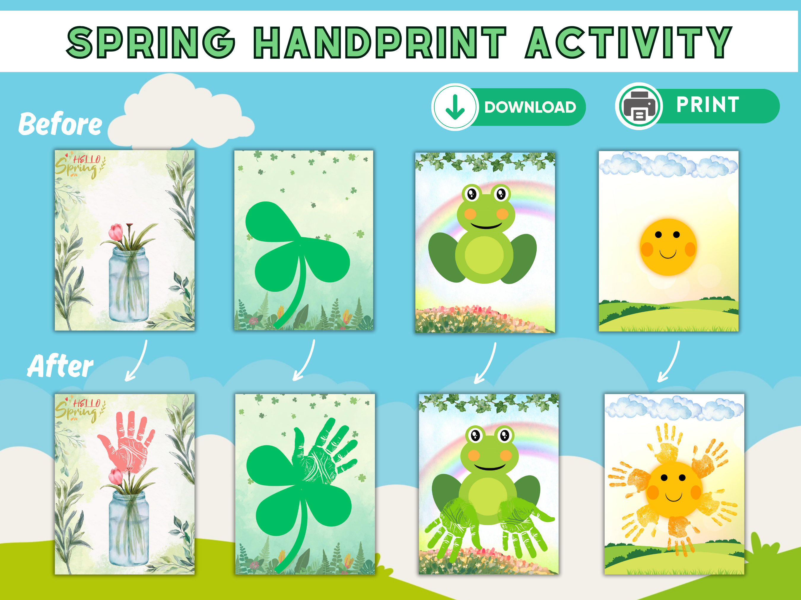 Spring Handprint Kids Activity Kids Crafts Kids Paints Kids Handprint ...