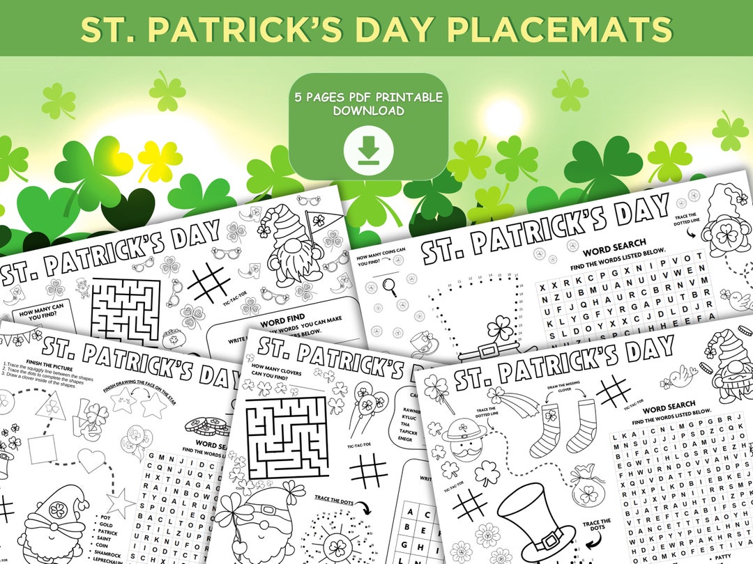 Printable St. Patrick's Activity Placemats Coloring Placemats St Patty ...