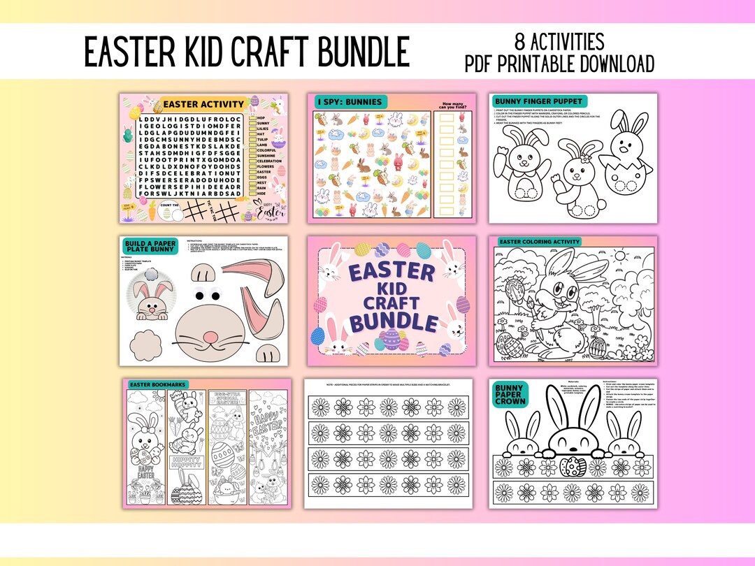 Easter Kid Craft Bundle Color by Number Easter Paper Crown Coloring ...