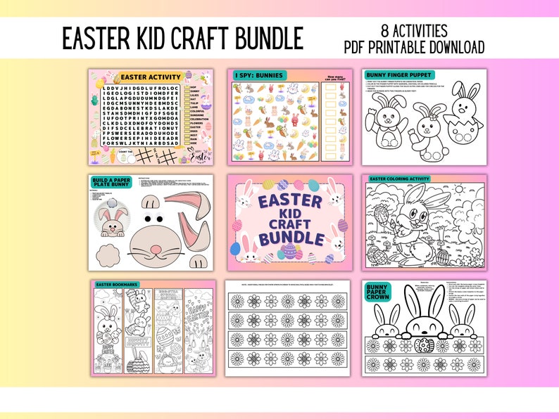 Easter Kid Craft Bundle Color by Number Easter Paper Crown Coloring ...