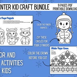 Winter Kid Craft Bundle Kids Coloring Pages Kids Activity Pages Color ...