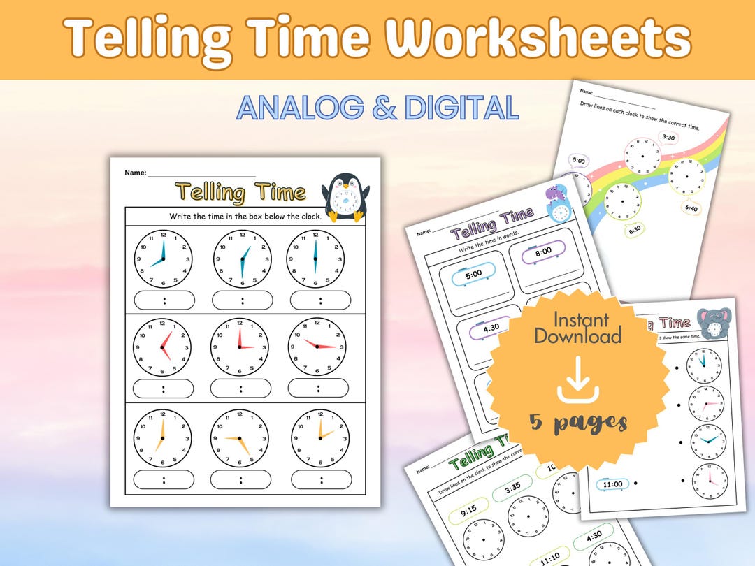 Telling Time Worksheet Learn to Tell Time Worksheet Preschool Printable ...