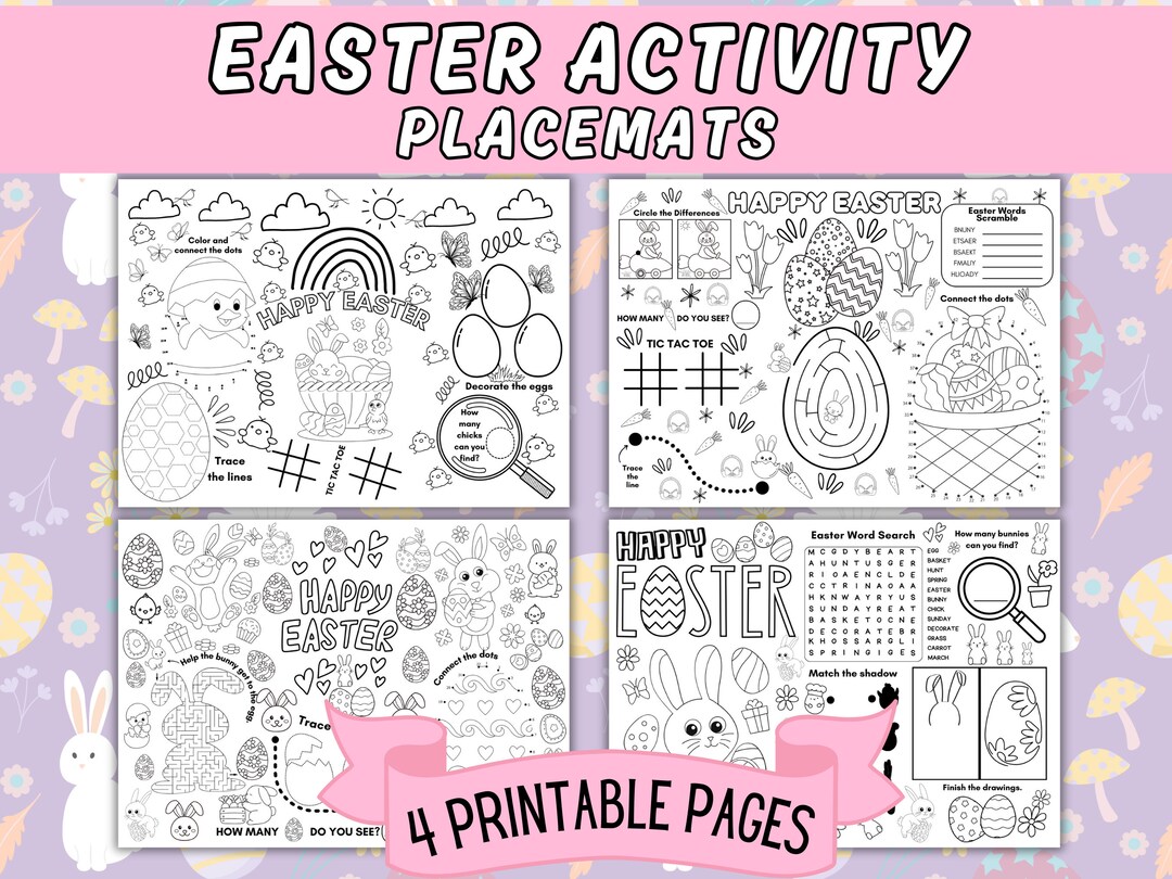 Printable Easter Activity Placemats Coloring Placemats Easter Games ...