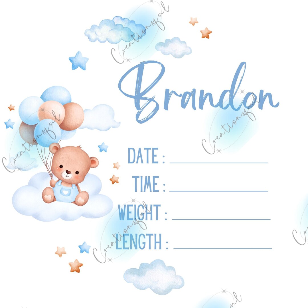 Printable Baby Stats Sublimation Sign | Digital Download | Unique Birth ...