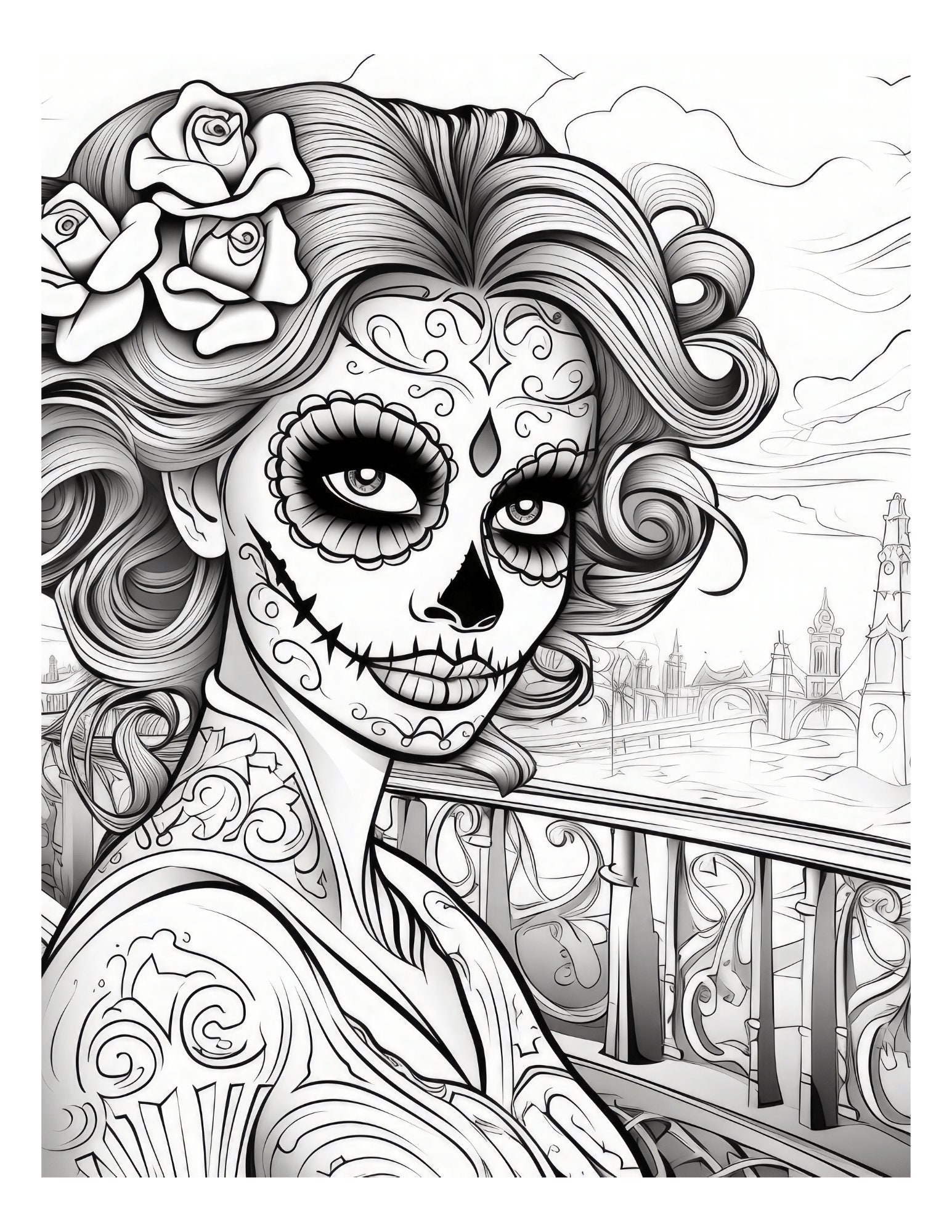 Day of the Dead Adult Coloring Book - Instant Download - 41 Pages - Etsy