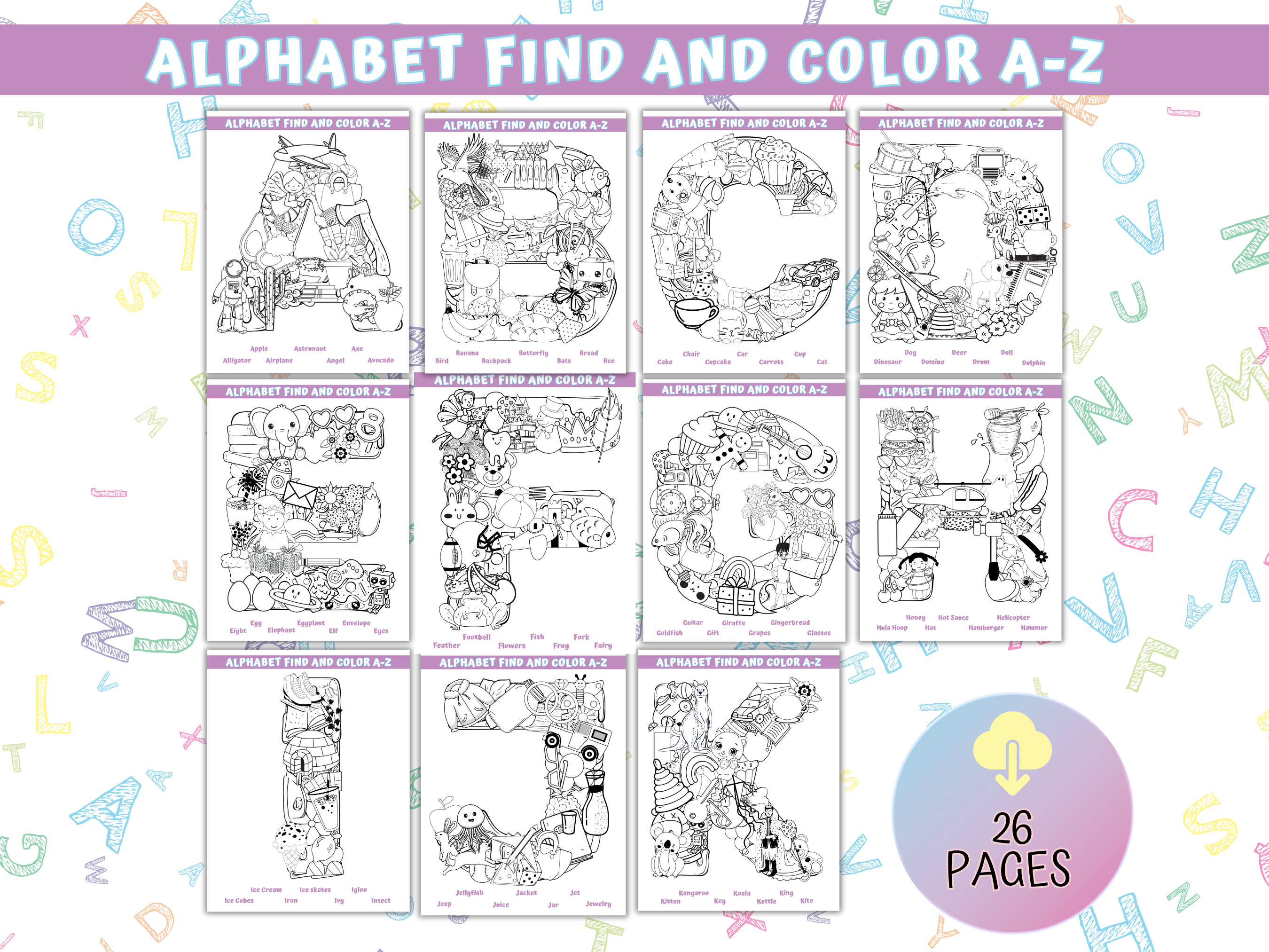 Fun ABC Alphabet Coloring Pages for Kids - Printable Activity Pack ...