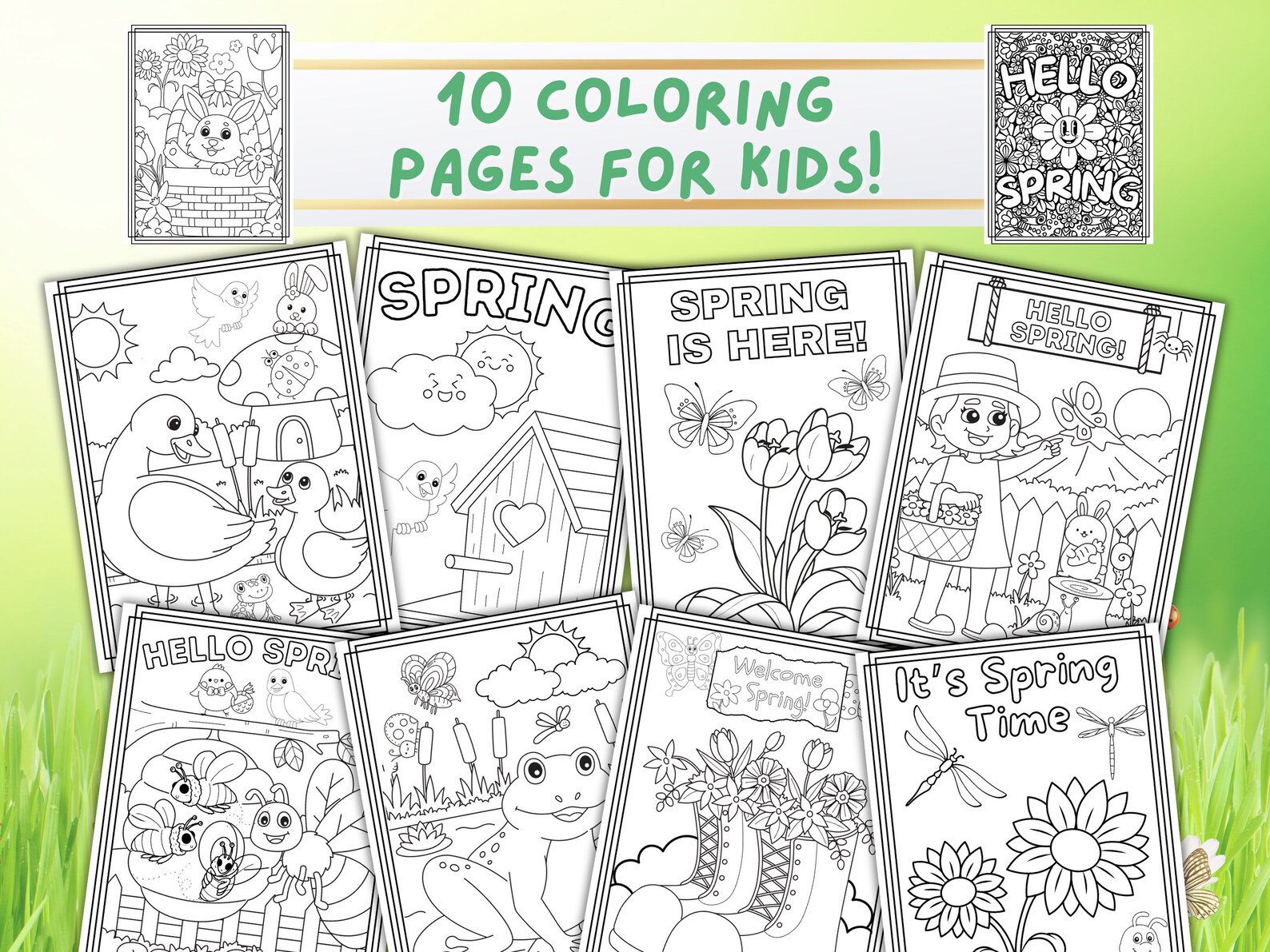 Kids Spring Coloring Pages Coloring Book for Kids Digital Download - Etsy