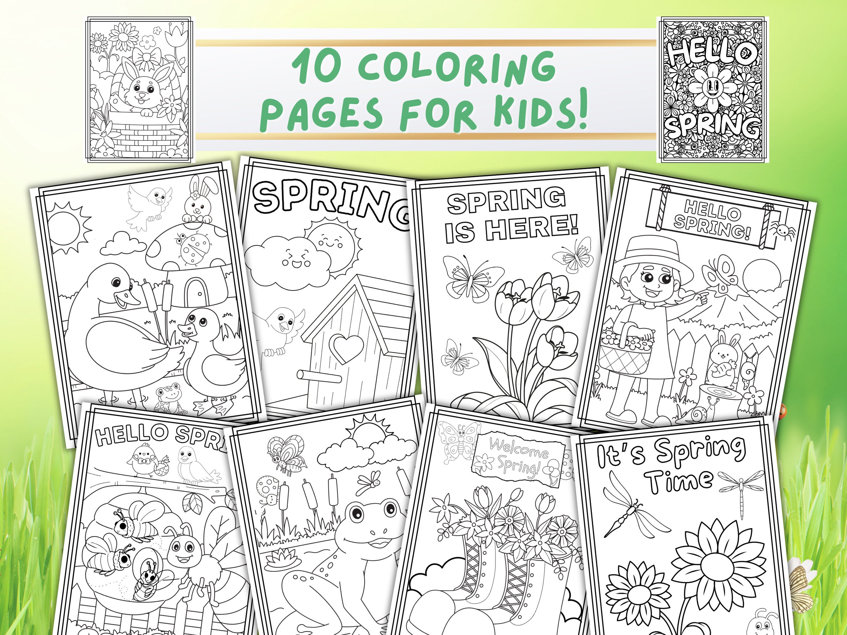 Kids Spring Coloring Pages Coloring Book for Kids Digital Download - Etsy