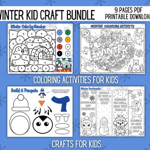 Winter Kid Craft Bundle Kids Coloring Pages Kids Activity Pages Color ...