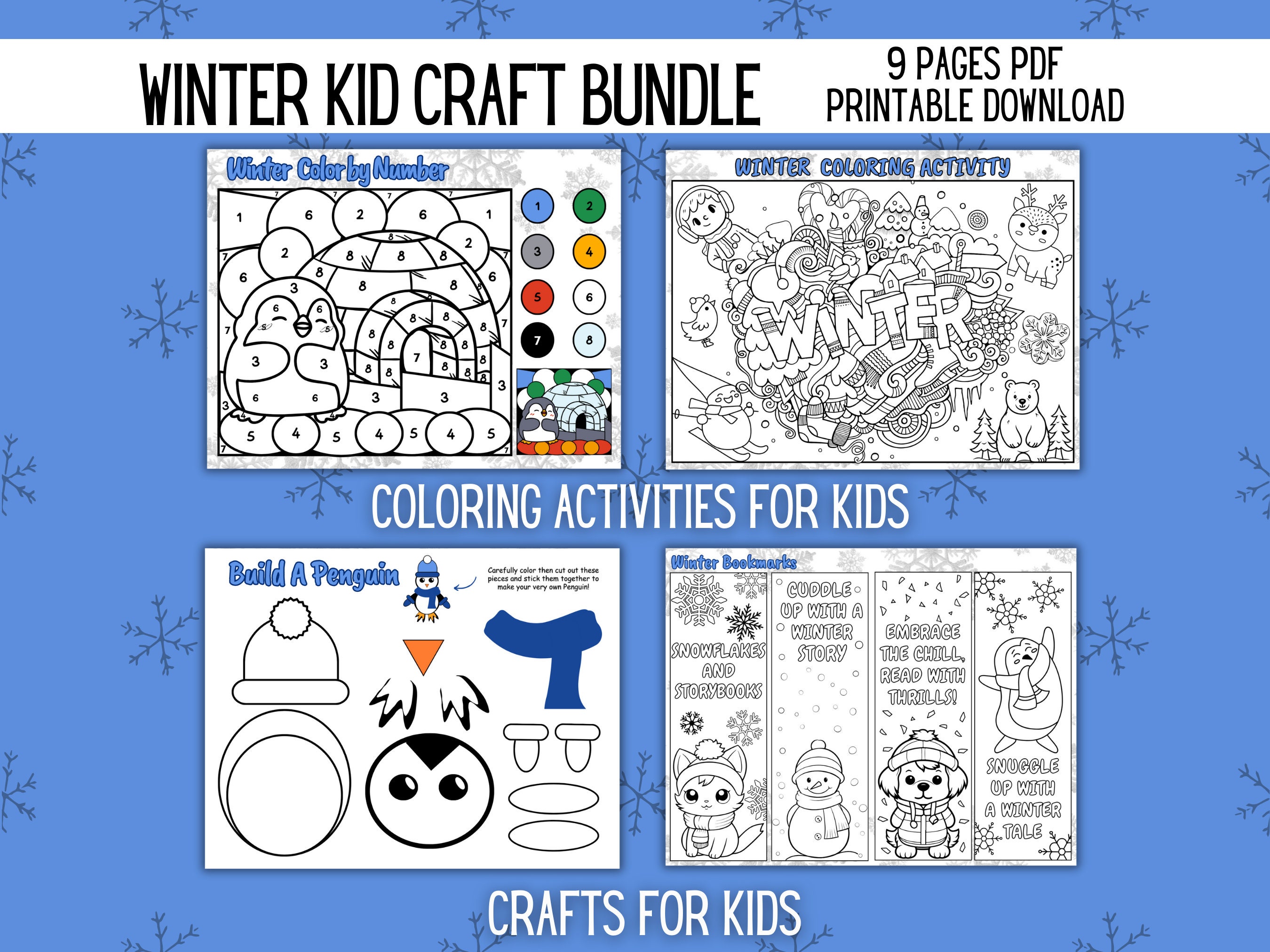 Winter Kid Craft Bundle Kids Coloring Pages Kids Activity Pages Color ...