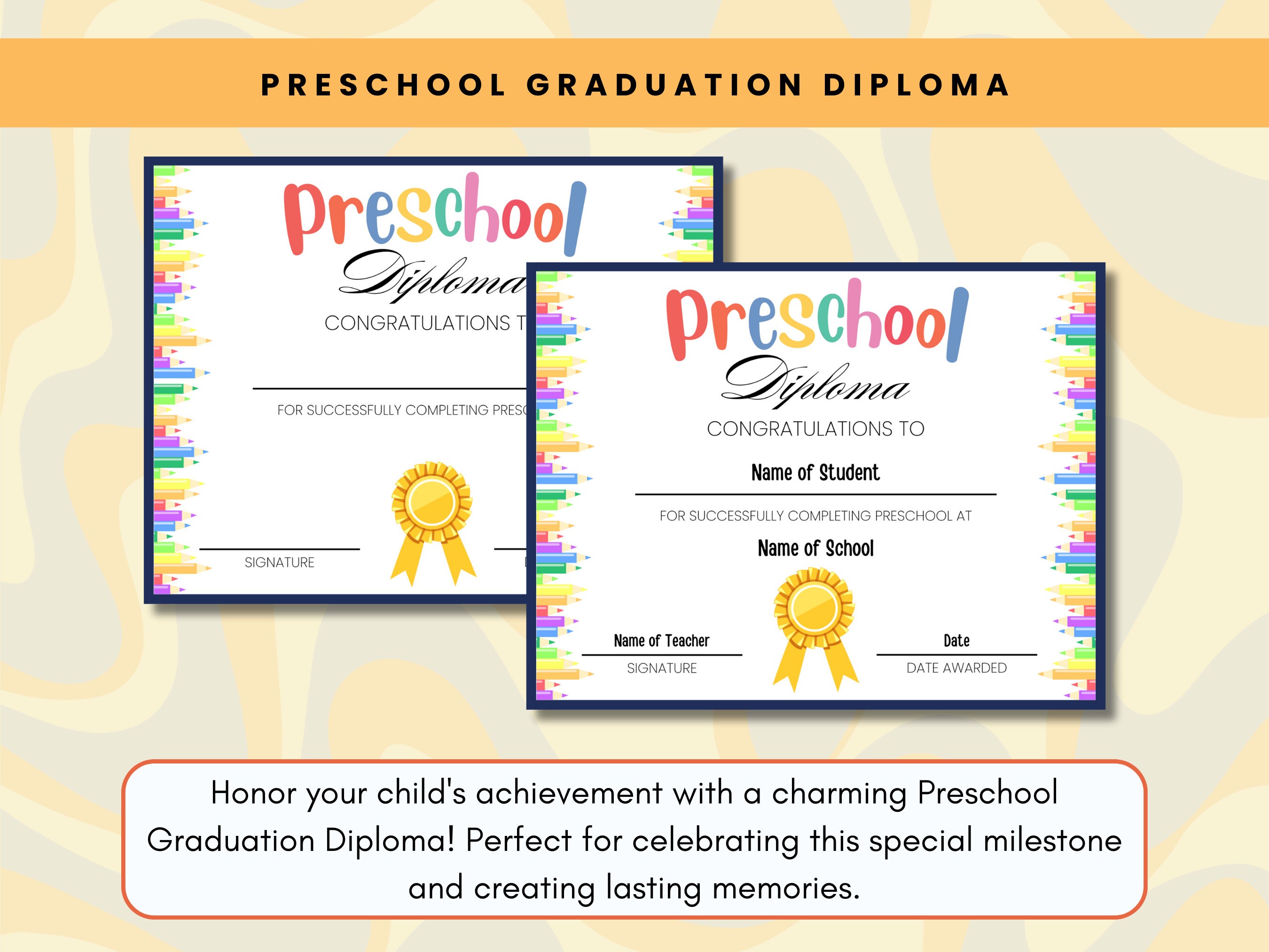 Preschool Graduation Bundle Graduation Invitation Graduation Diploma ...