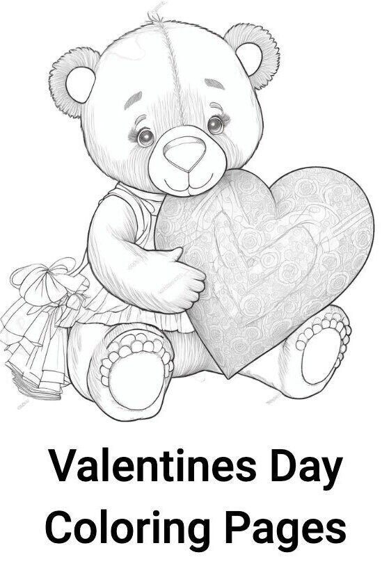 Valentines Day Coloring Pages, Adult Coloring Page - Etsy