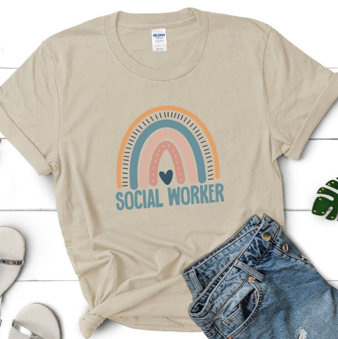 Boho Rainbow Social Worker Shirt, MSW Shirt, Appreciation Gift ...