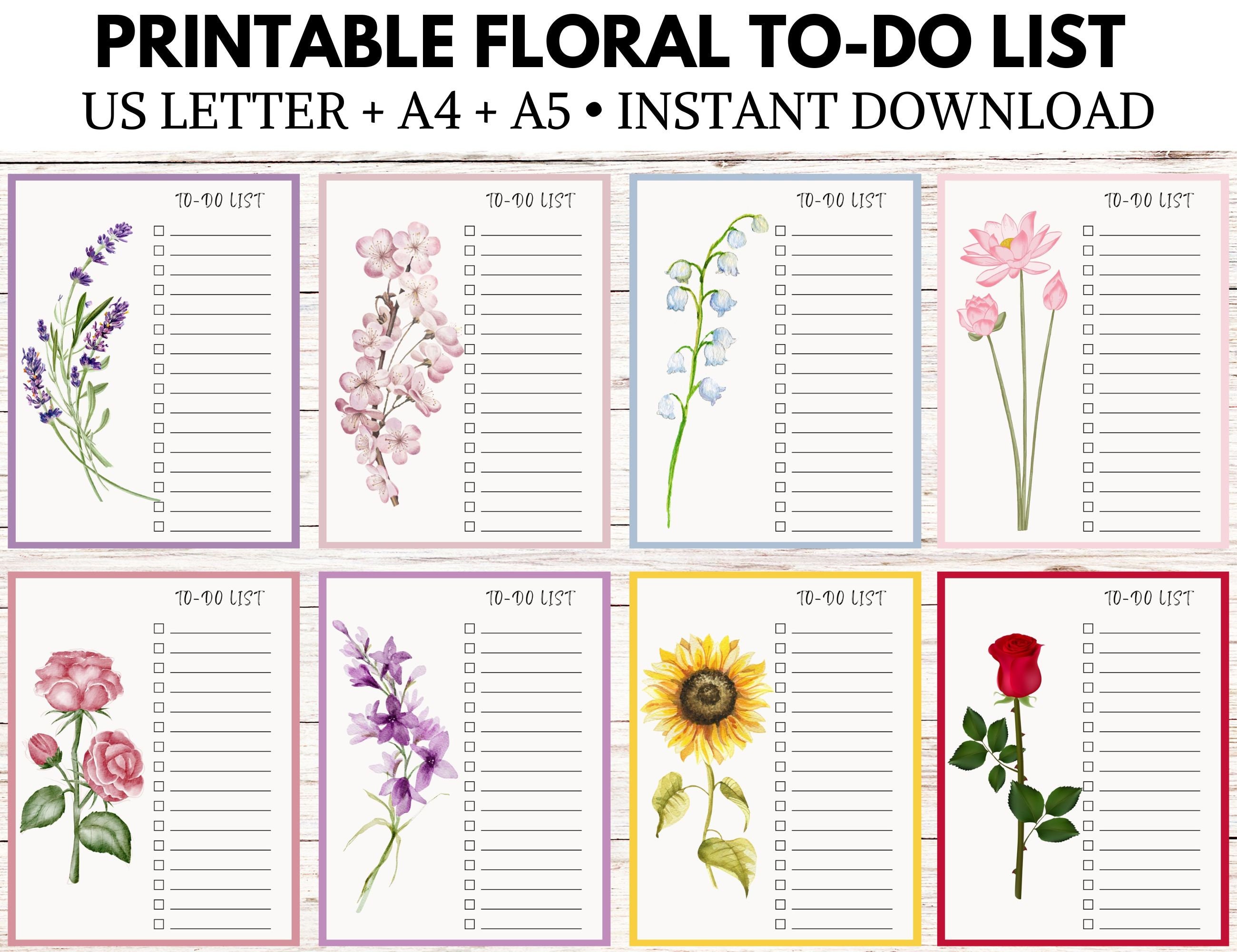 Printable to Do List/floral to Do List/printable Pdf/to Do List ...