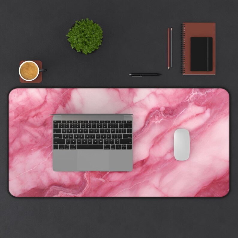 Pink Marble Desk Mat, Marble Desk Mat, Computer Desk Mat, Gaming Desk ...