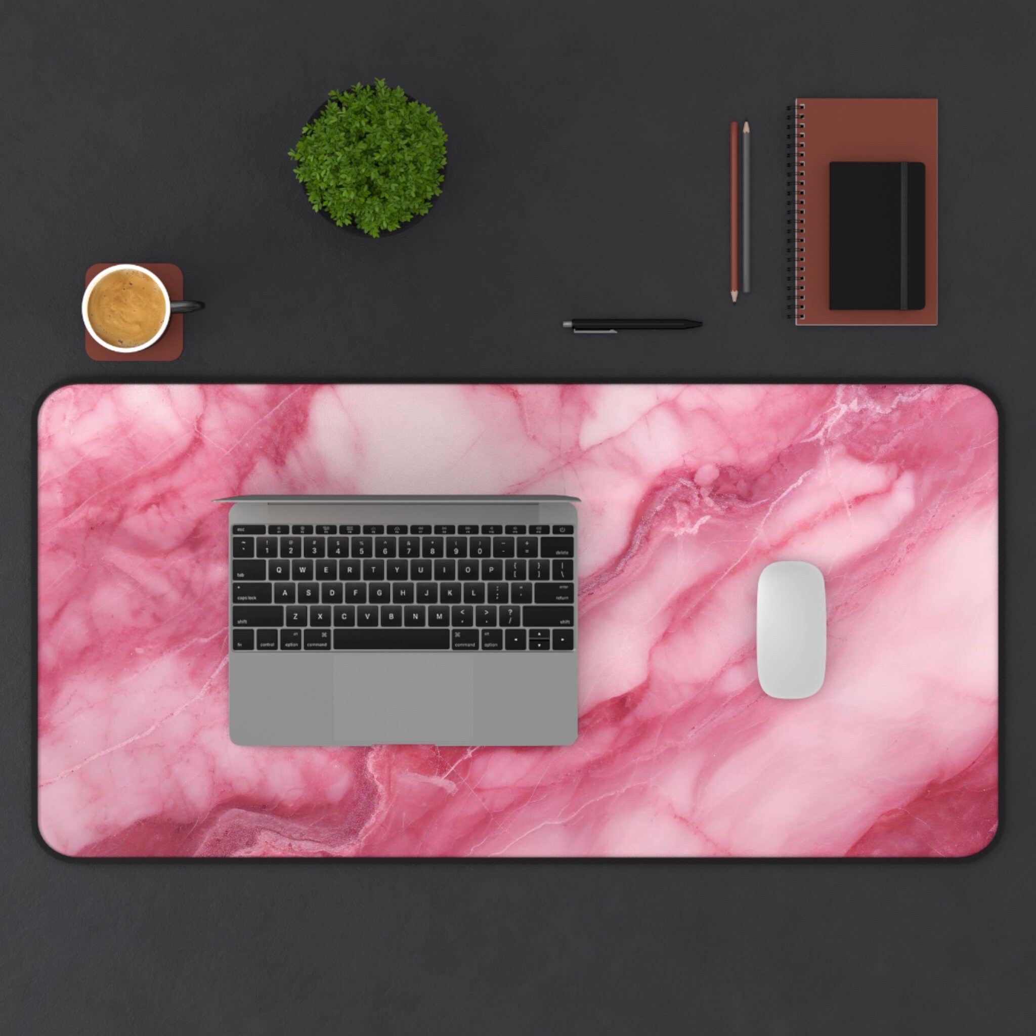 Pink Marble Desk Mat, Marble Desk Mat, Computer Desk Mat, Gaming Desk ...